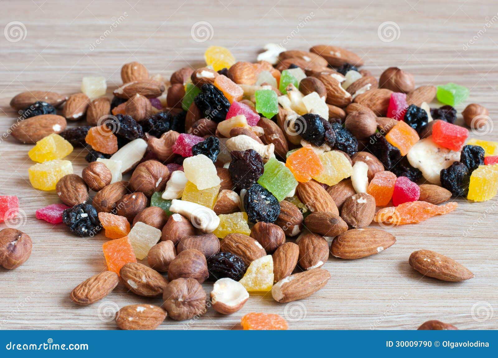 Nuts, Raisins and Candied Fruit Stock Photo - Image of cookery ...
