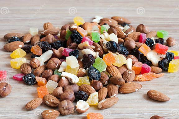 Nuts, Raisins and Candied Fruit Stock Photo - Image of cookery ...