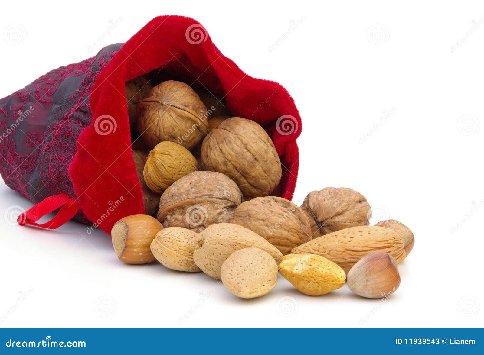 Nuts in sack stock image. Image of advent, nuts, food - 11939543