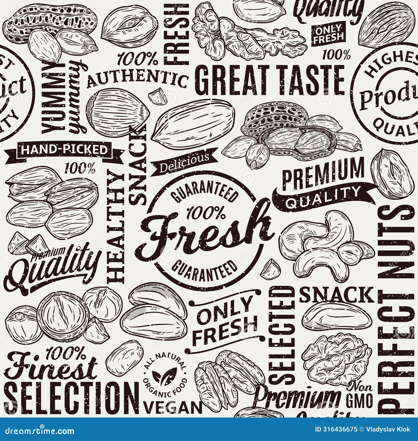 Nuts Seamless Pattern or Background Stock Vector - Illustration of ...