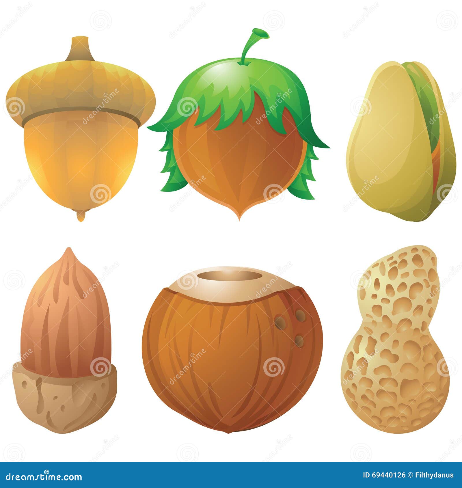 Nuts and seeds icon set stock vector. Illustration of plant - 69440126