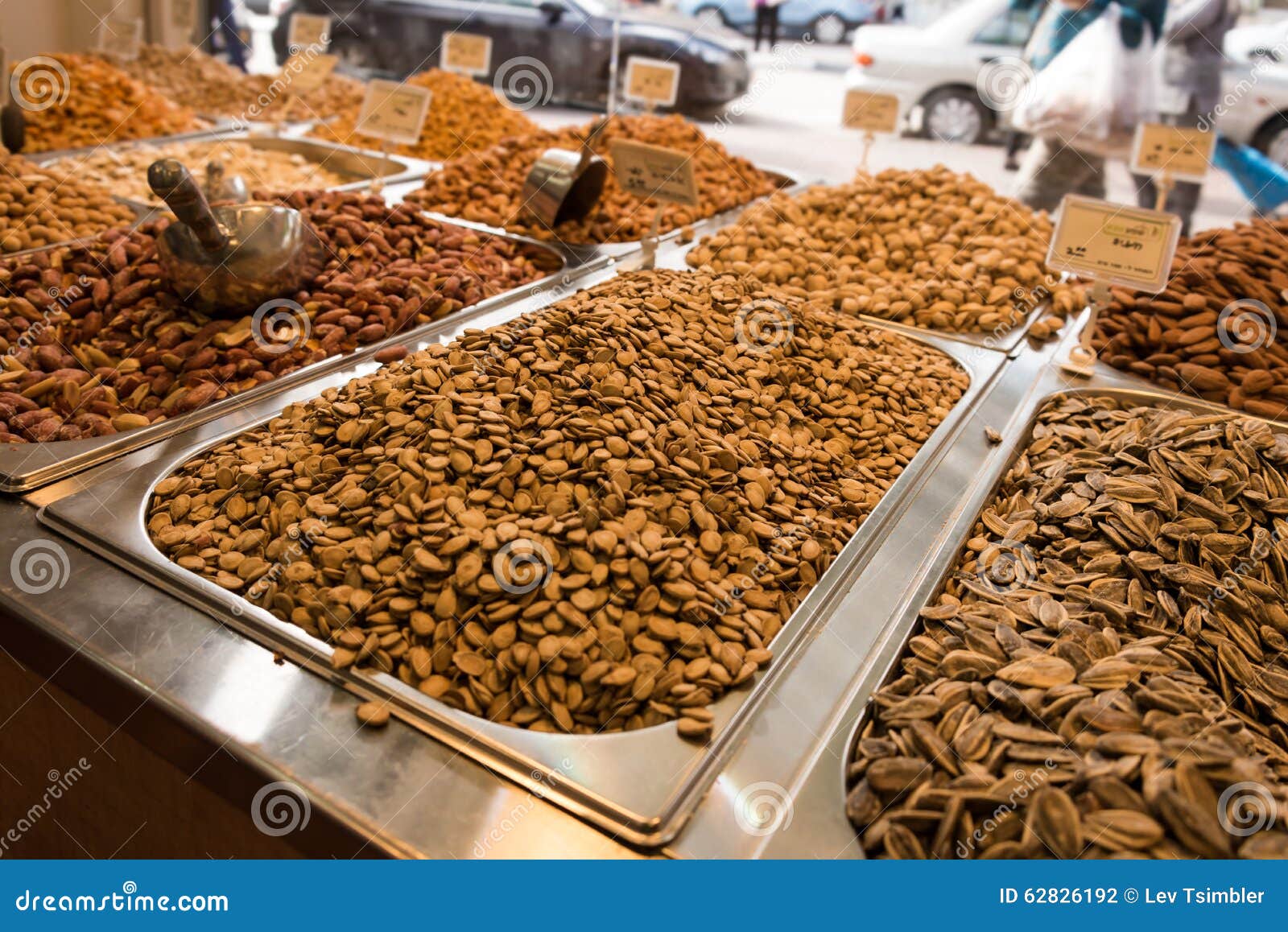 Nuts and seeds in a store stock photo. Image of ingredient - 62826192