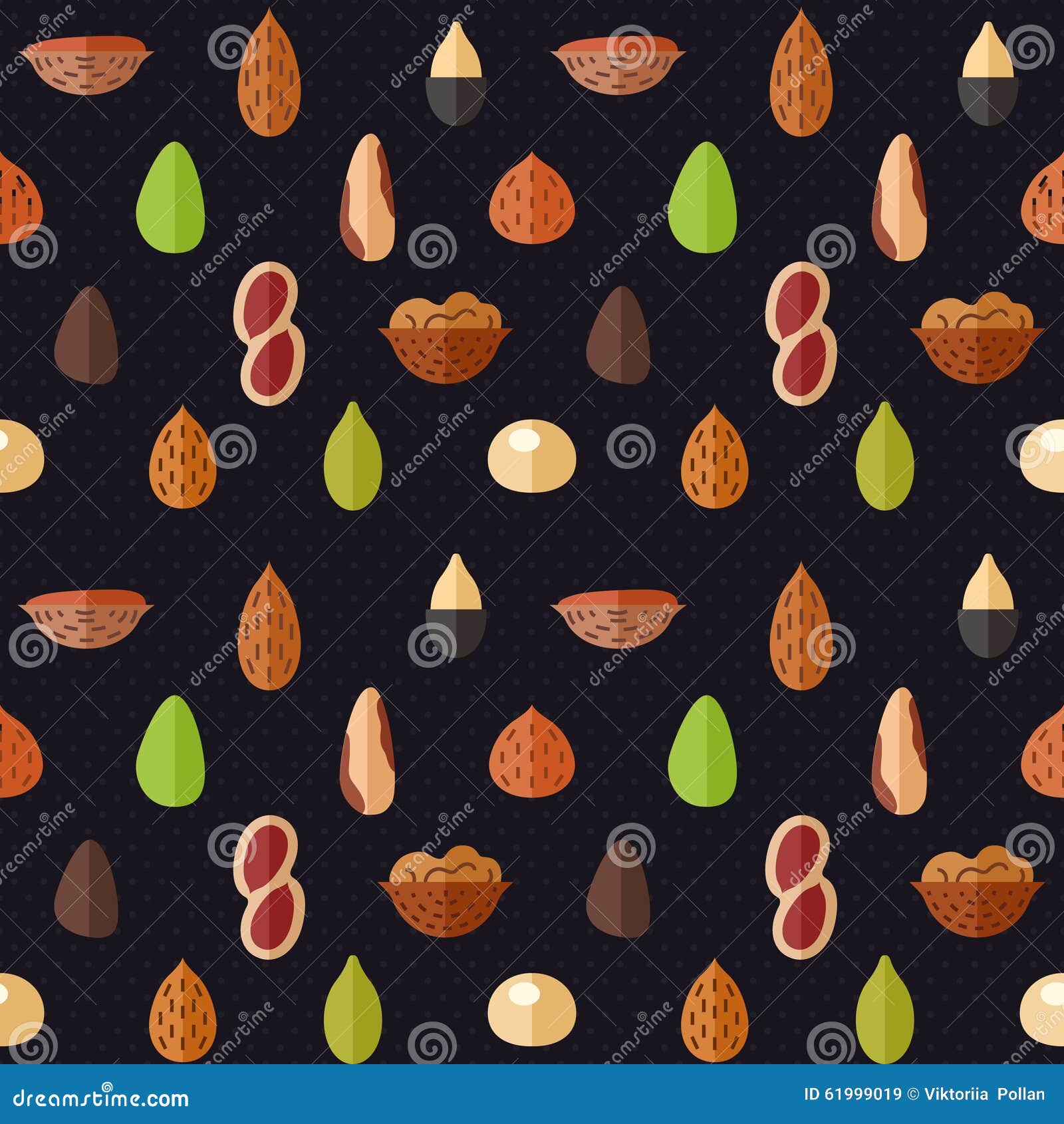 Nuts and Seeds Vector Seamless Pattern (part Two). Flat Design. Stock ...