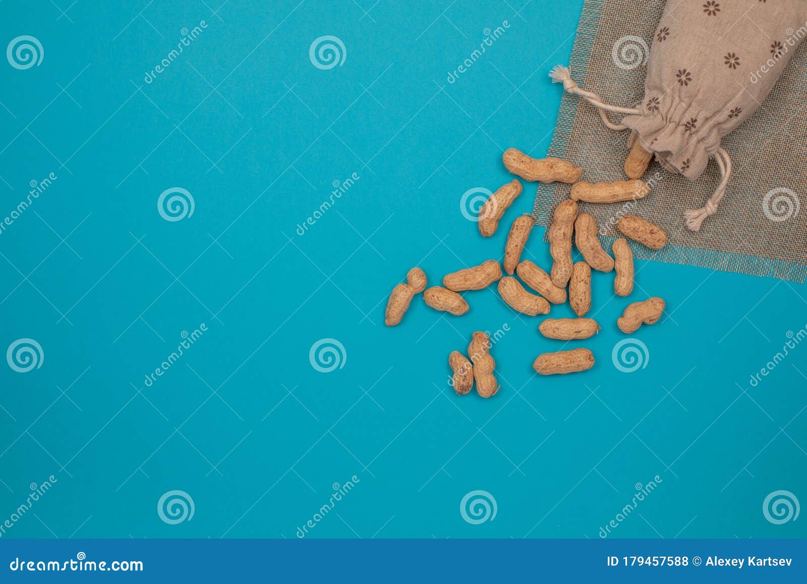 Nuts, Shelled Peanuts, Sprinkle on the Table from a Linen Bag, Colored ...
