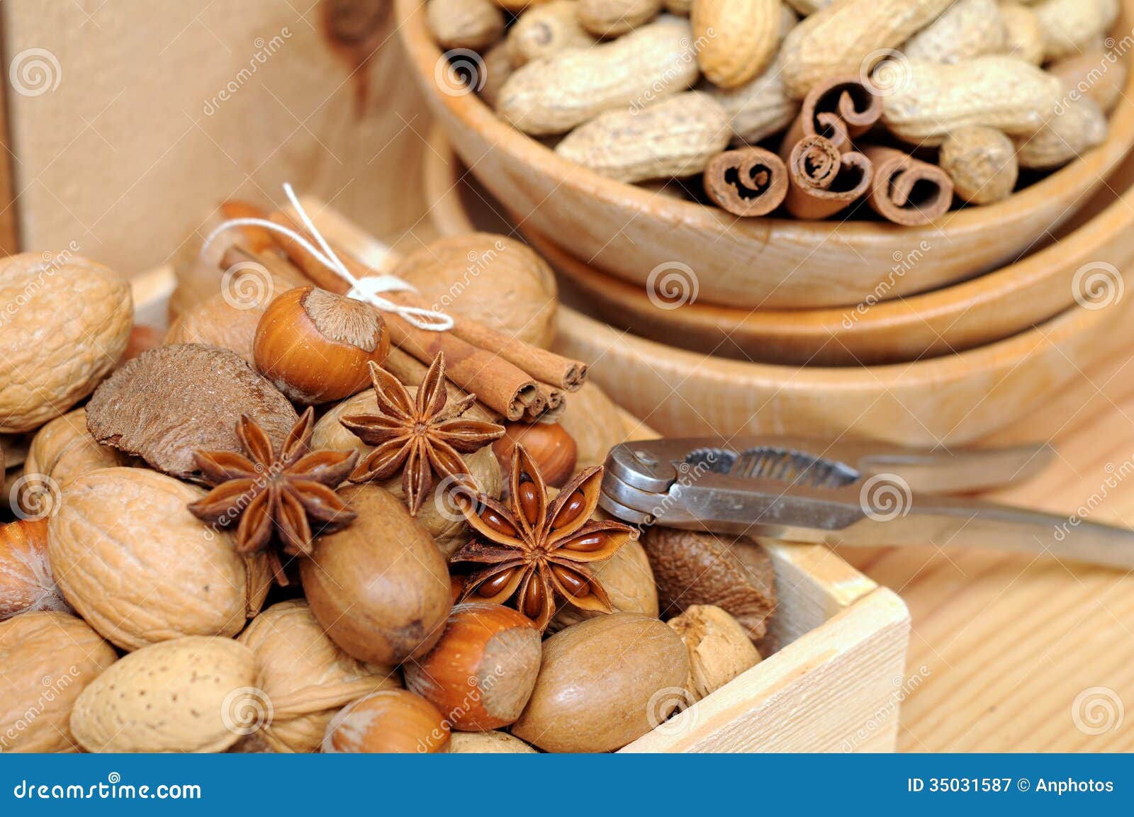Nuts in shells stock image. Image of festive, anise, metal - 35031587