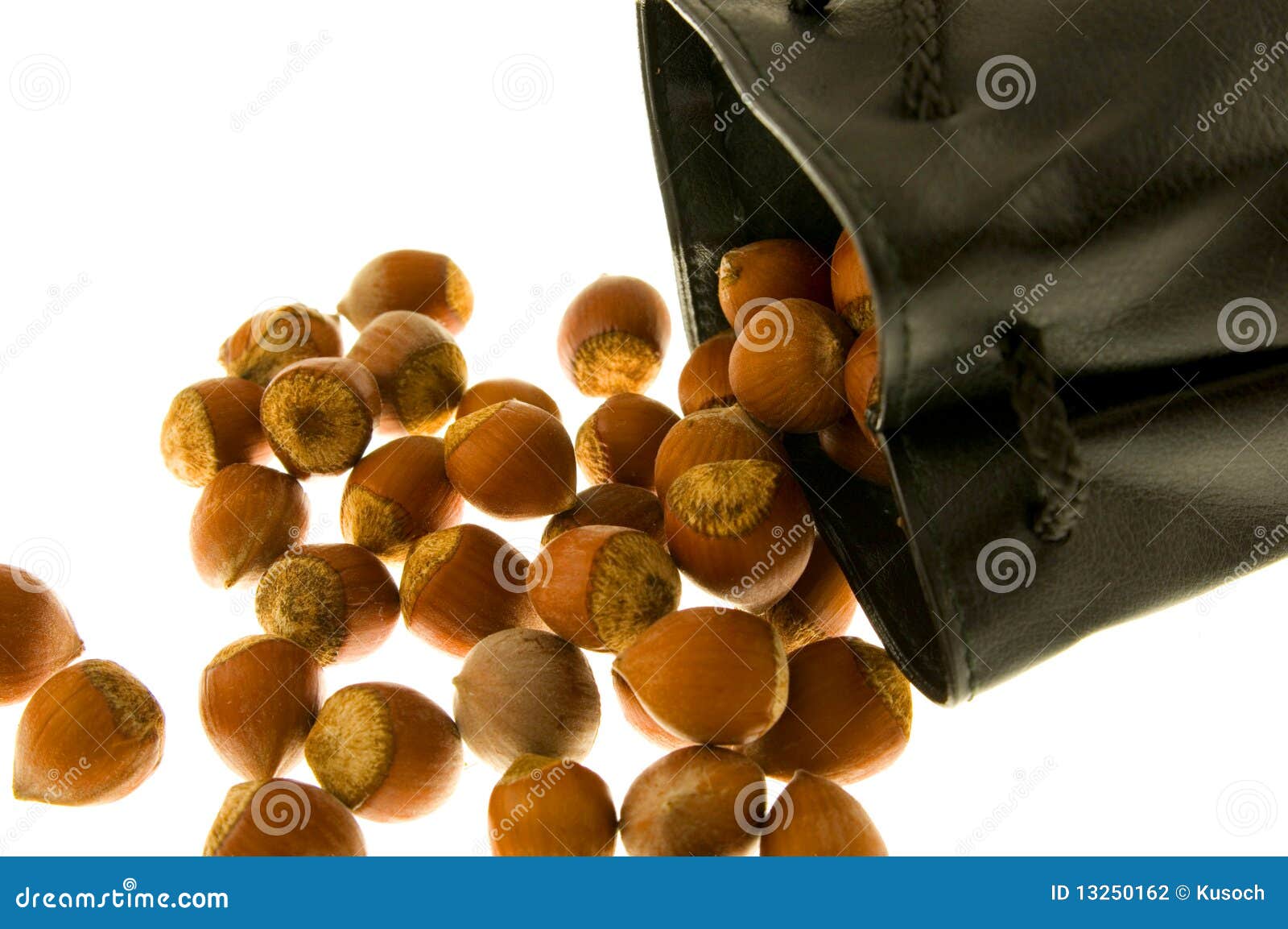 Nuts in the Small Bag Isolated Over White Stock Photo - Image of nature ...
