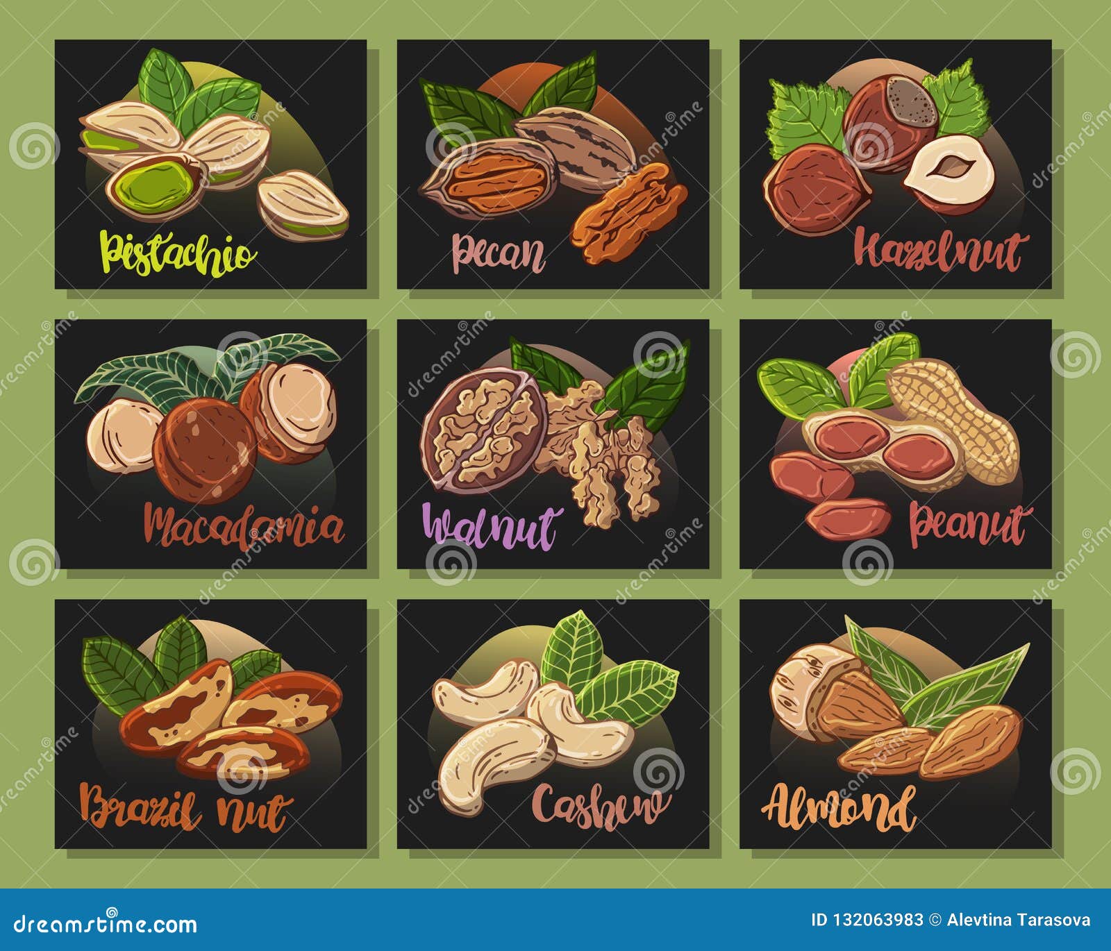 Nuts stickers stock vector. Illustration of pistachio - 132063983