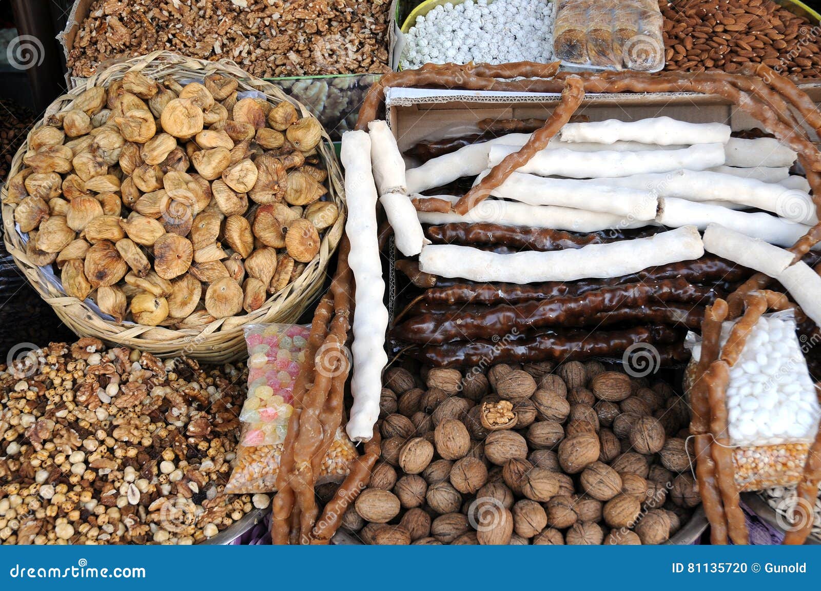 Nuts and sweets stock photo. Image of dessert, assorted - 81135720