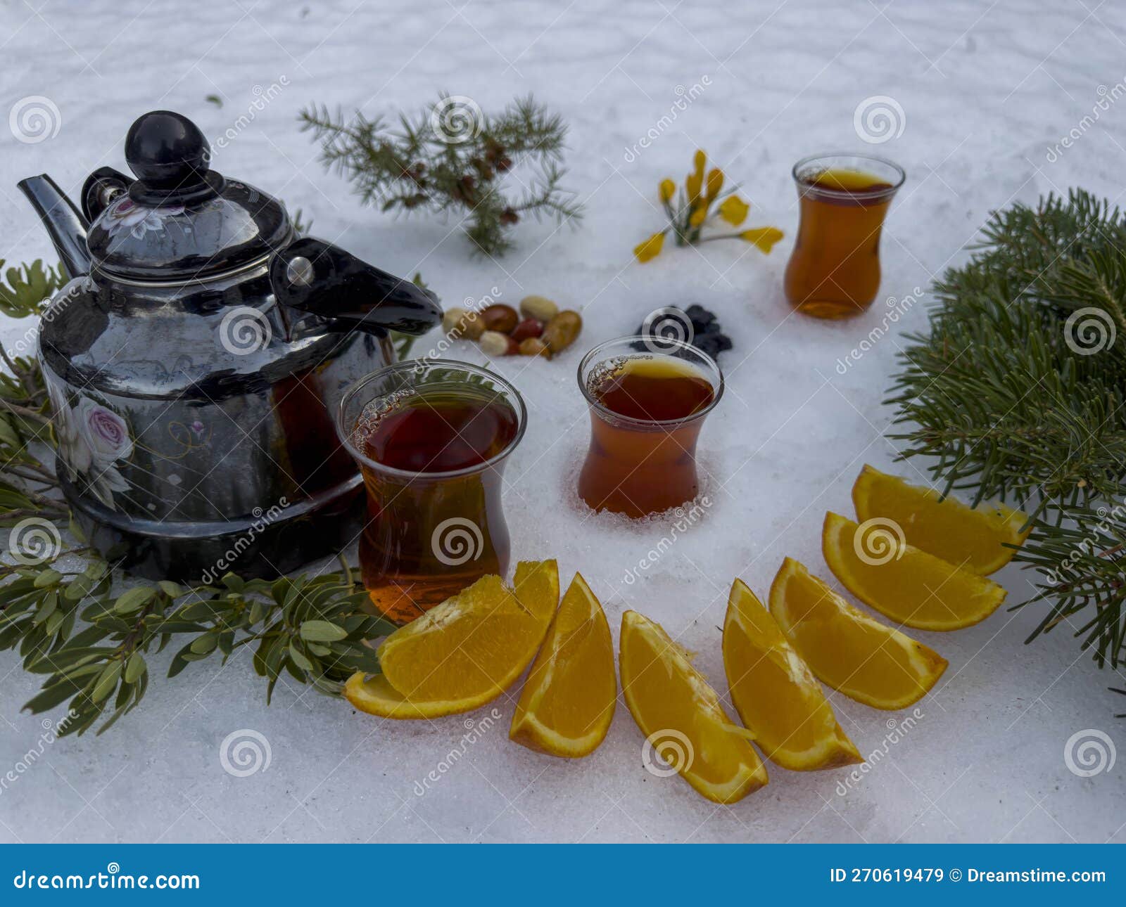 Nuts, Tea and Spring Season Enjoyment Concept for Tea Drinker Stock ...