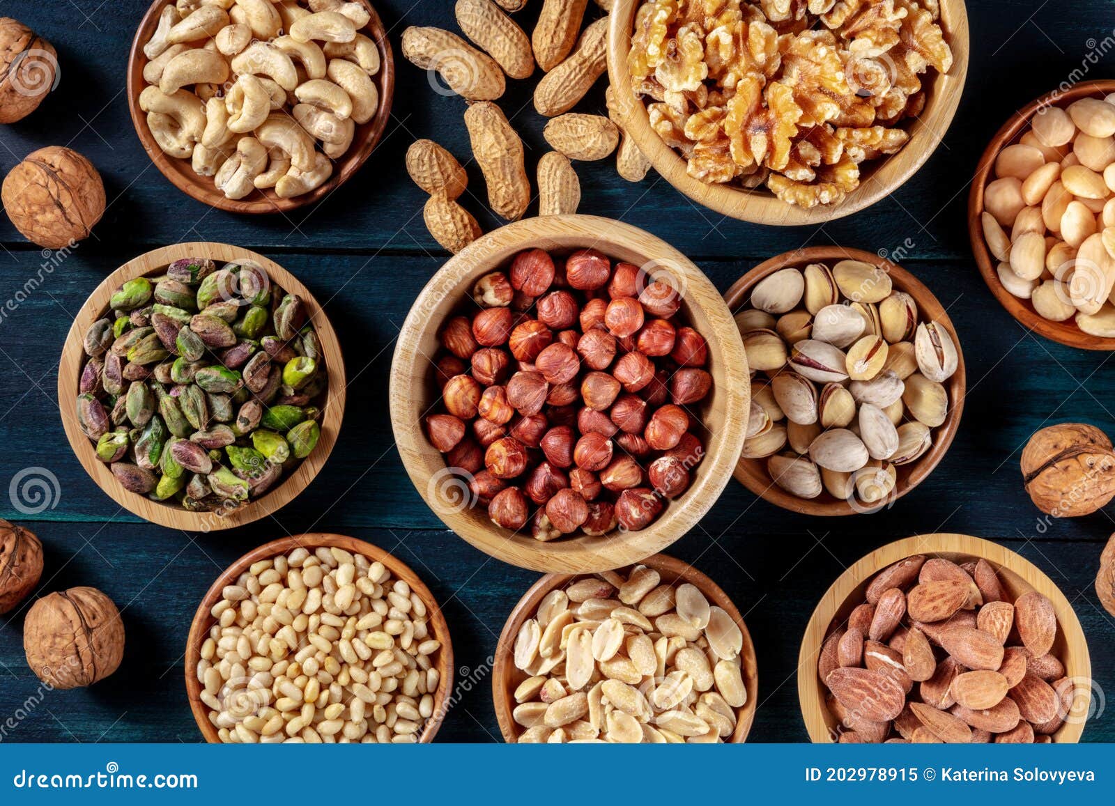 Nuts Variety Flat Lay. Many Different Nuts, Shot from the Top Stock ...