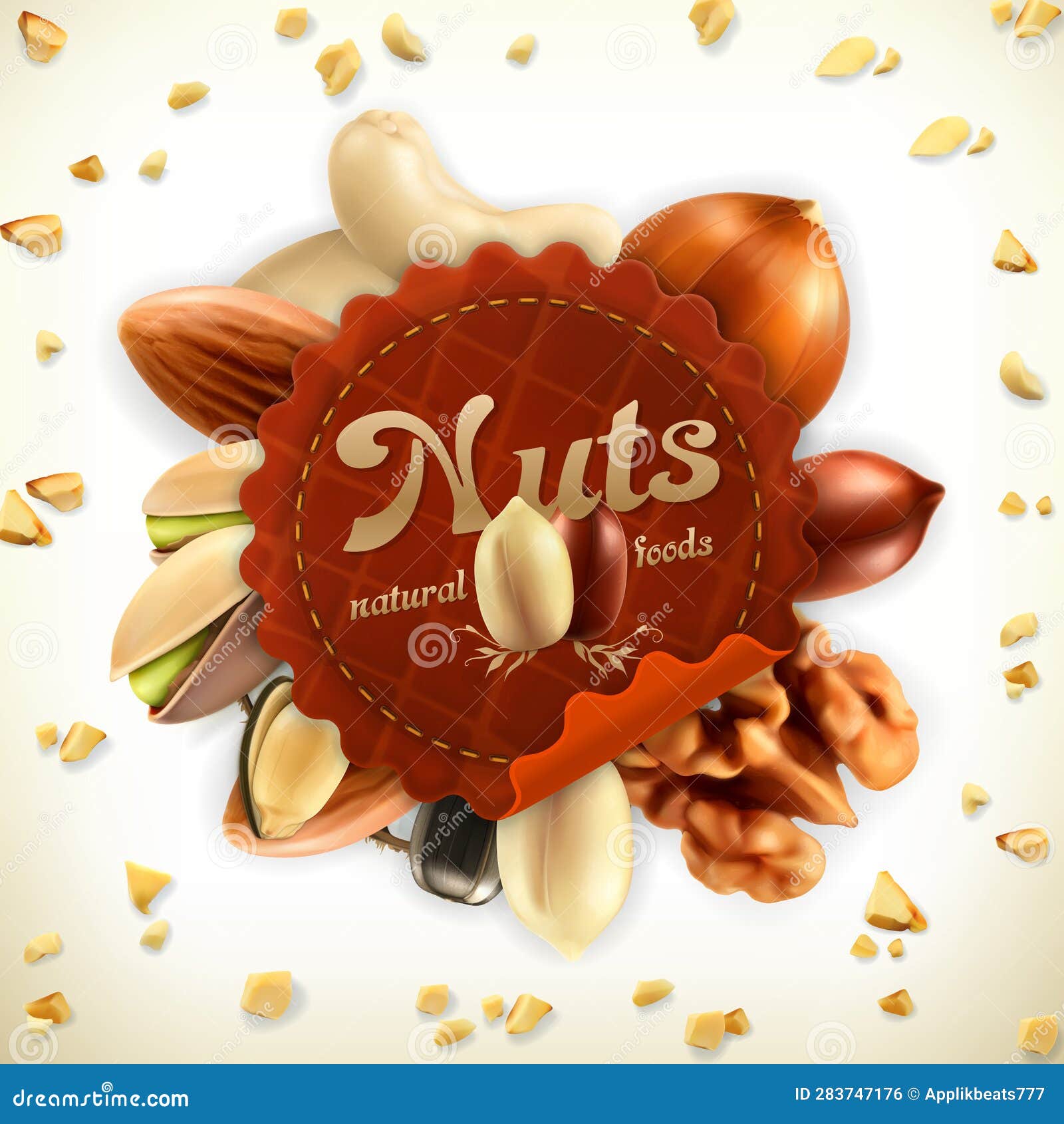 Nuts, vector label stock vector. Illustration of sunflower - 283747176