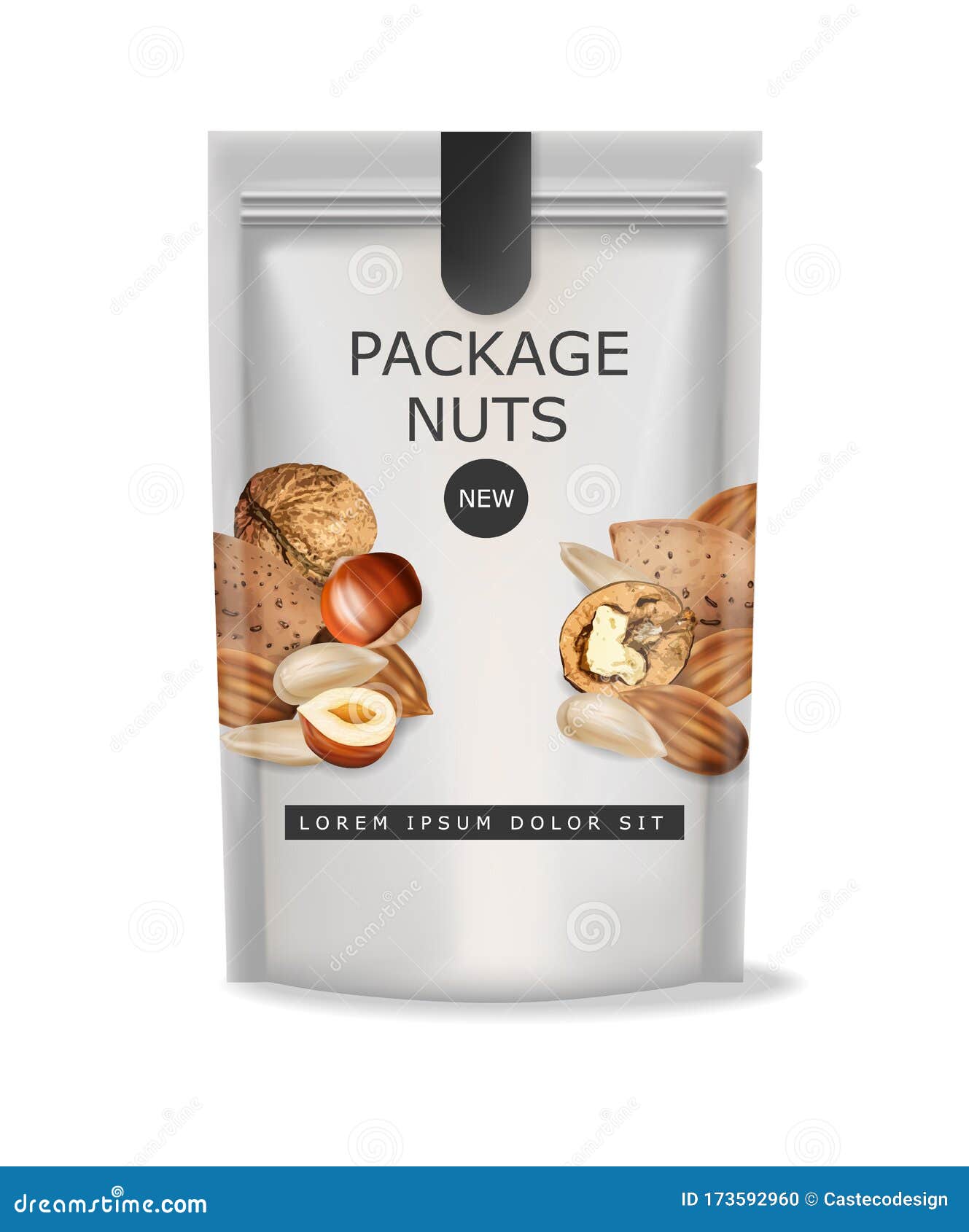 Nuts Vector Realistic Mock Up. Greek Walnuts, Almonds and Hazelnuts. 3d ...