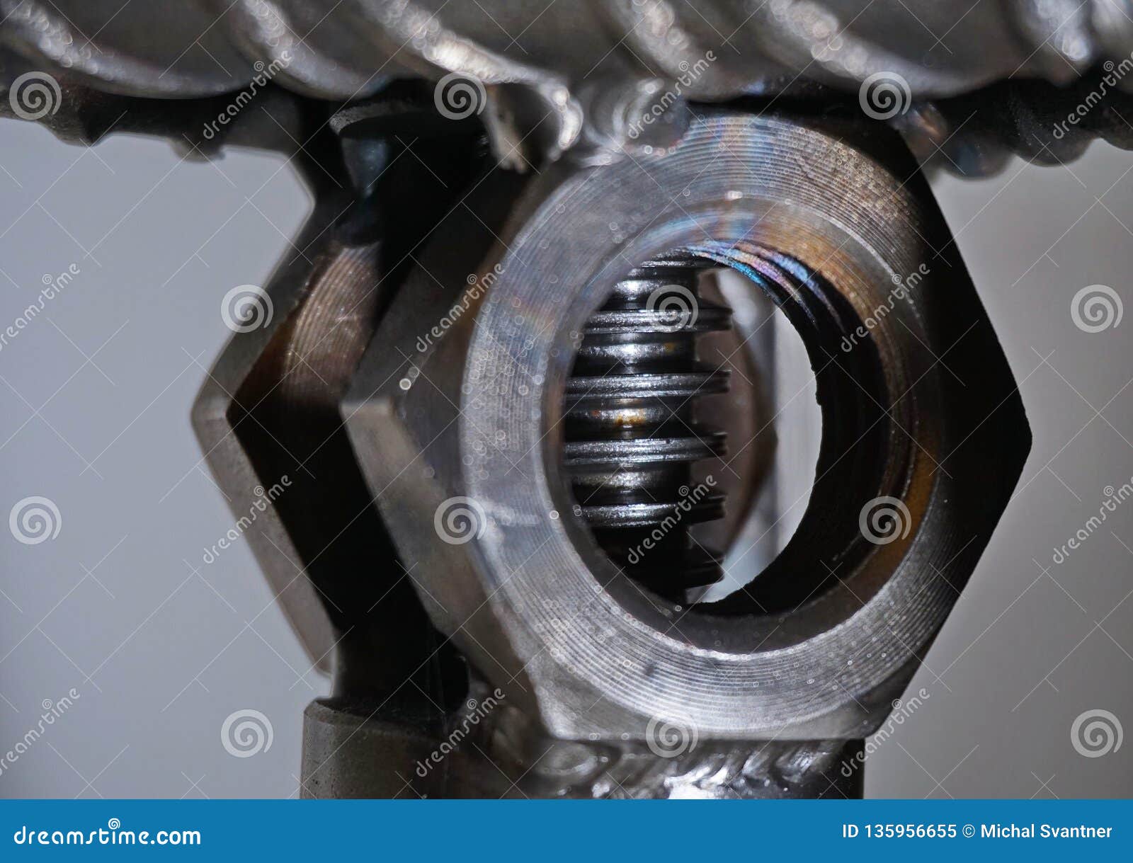 Nuts Welded To a Steel Structure One after the Another with a Threaded ...