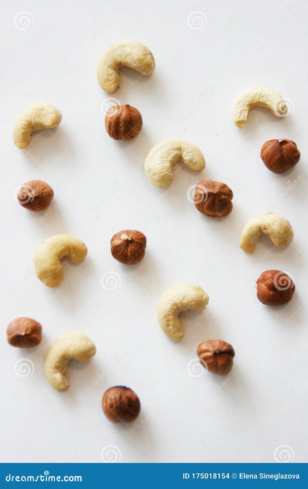 Nuts on White Background As Pattern, Top View. Stock Photo - Image of ...