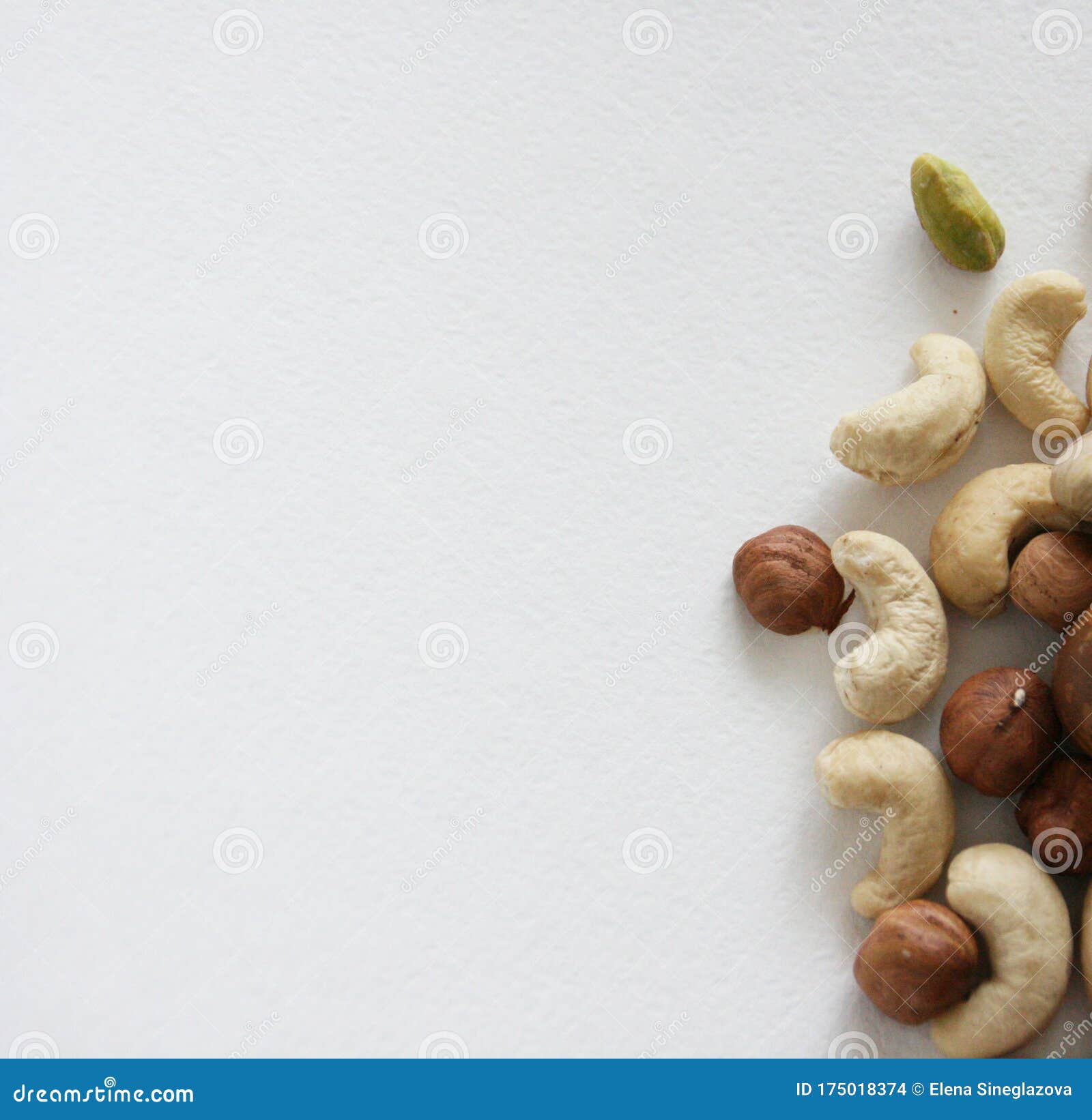 Nuts on White Background, Top View with Copyspace. Stock Photo - Image ...