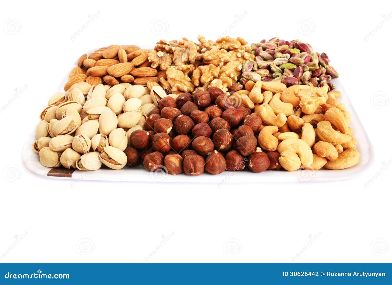 Nuts on white stock photo. Image of almond, hazelnut - 30626442