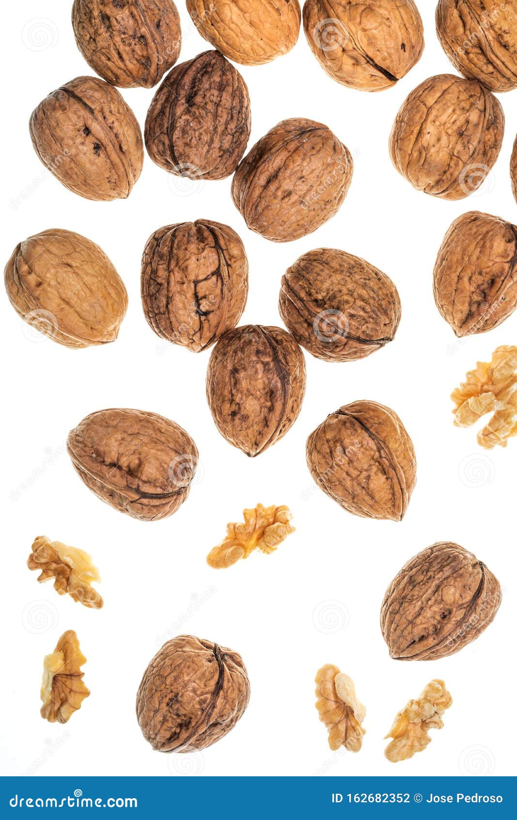 Nuts Whole and Open Falling. Isolated on White Background Stock Photo ...