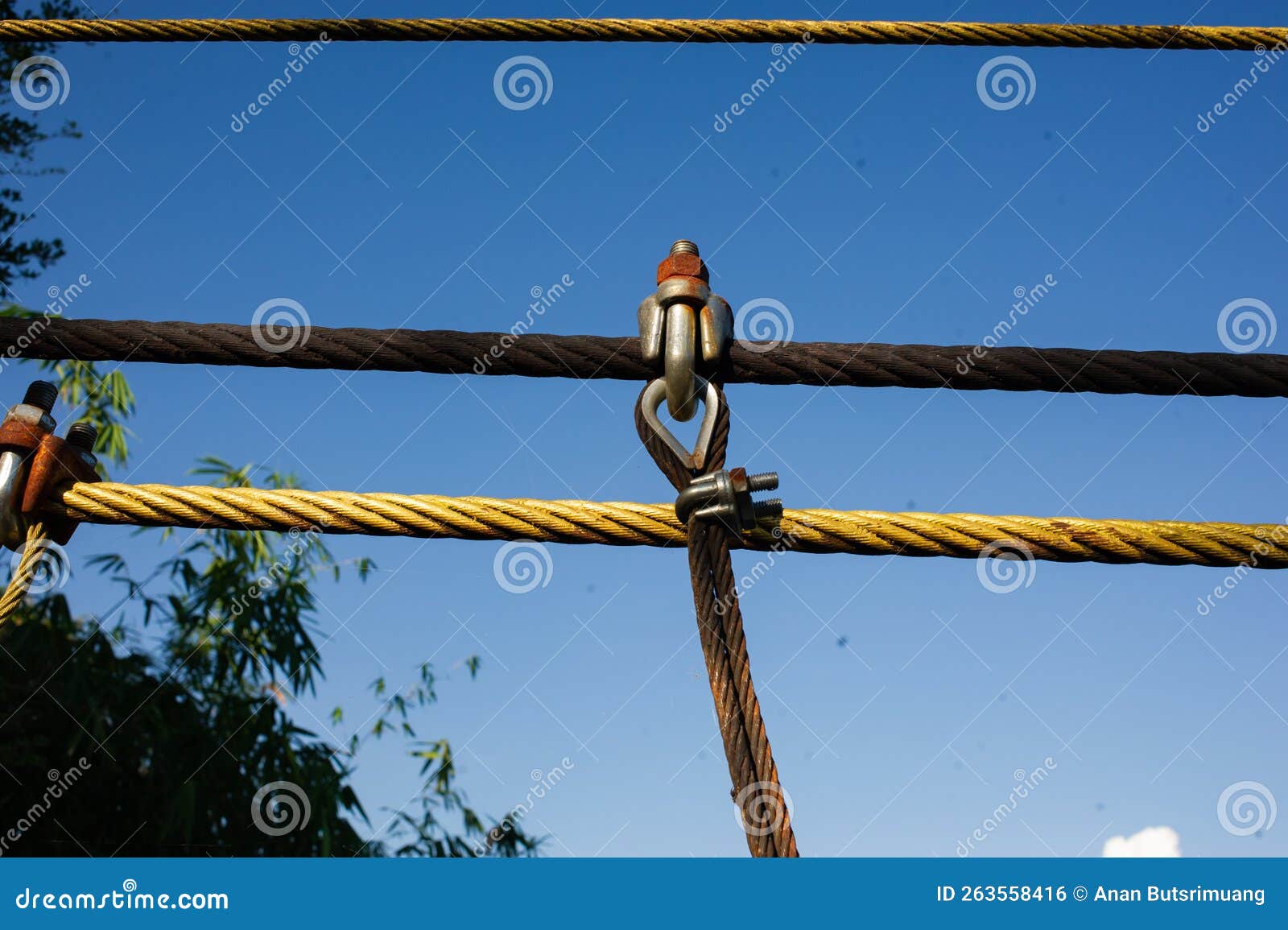 Nuts and wire ropes stock photo. Image of connection - 263558416