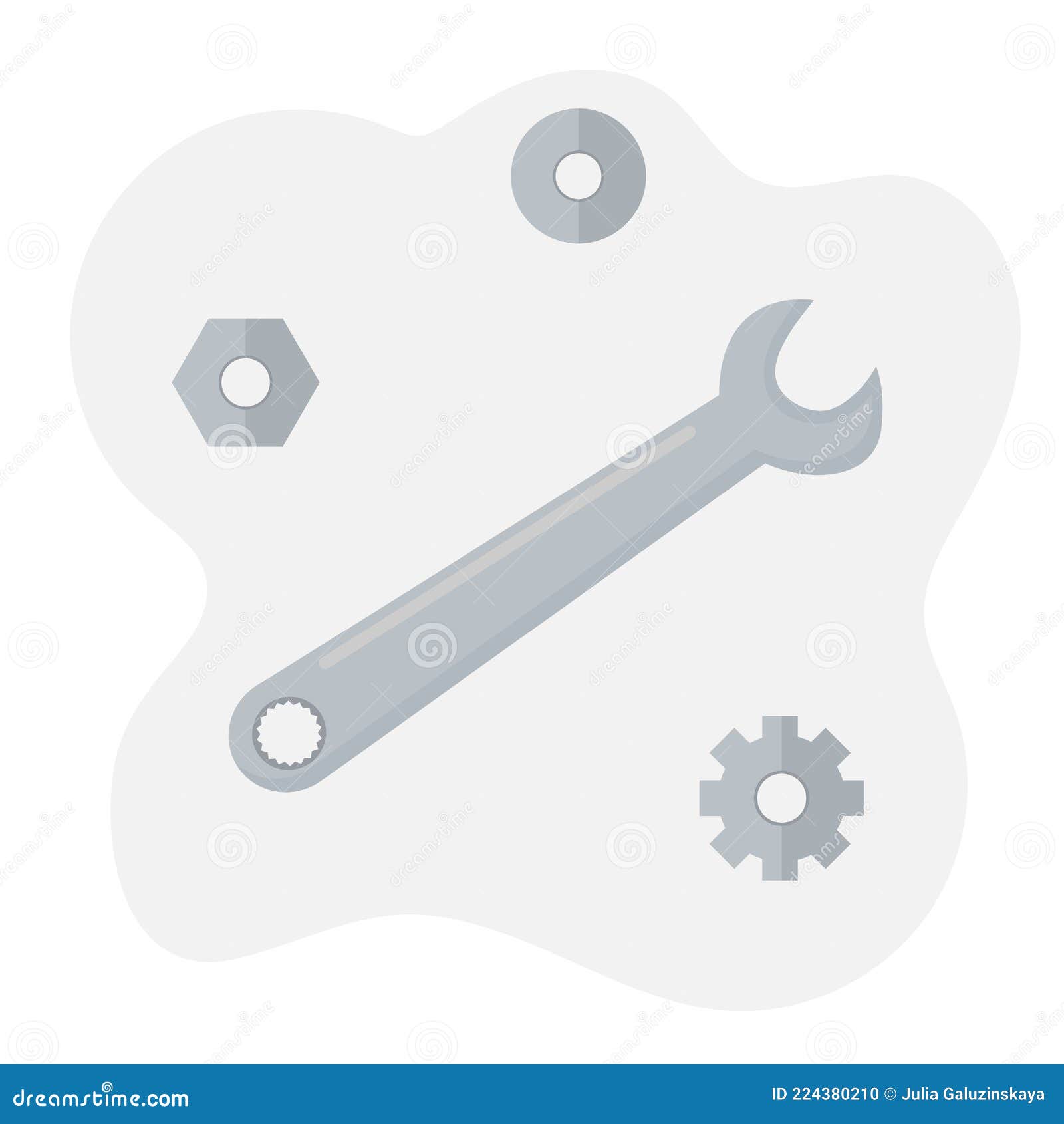 Nuts and wrench. stock vector. Illustration of metallic - 224380210