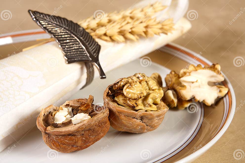 Nutshells on a plate stock image. Image of nuts, walnut - 26251623