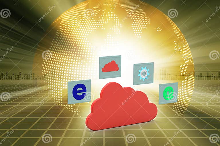 Nuvem Com ícones Do Internet Ilustração Stock - Ilustração de paisagem ...