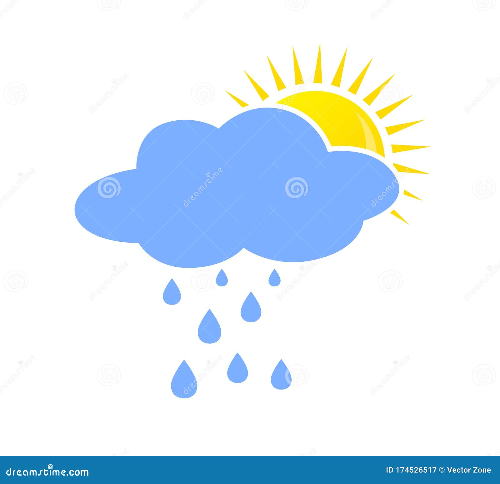Nuvem com sol e chuva. ilustração do vetor. Ilustração de congelar ...
