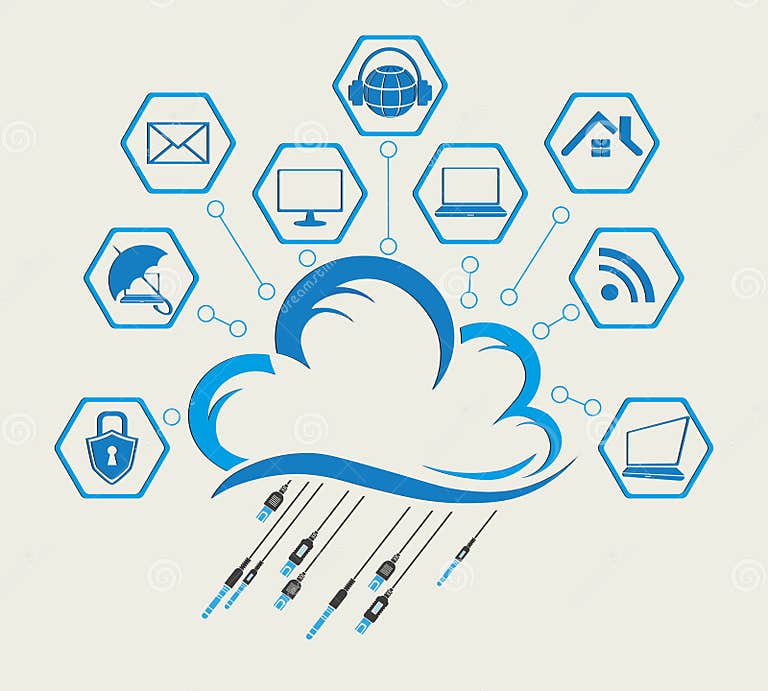 Nuvem Do Computador Com Atributos Do Internet Ilustração do Vetor ...