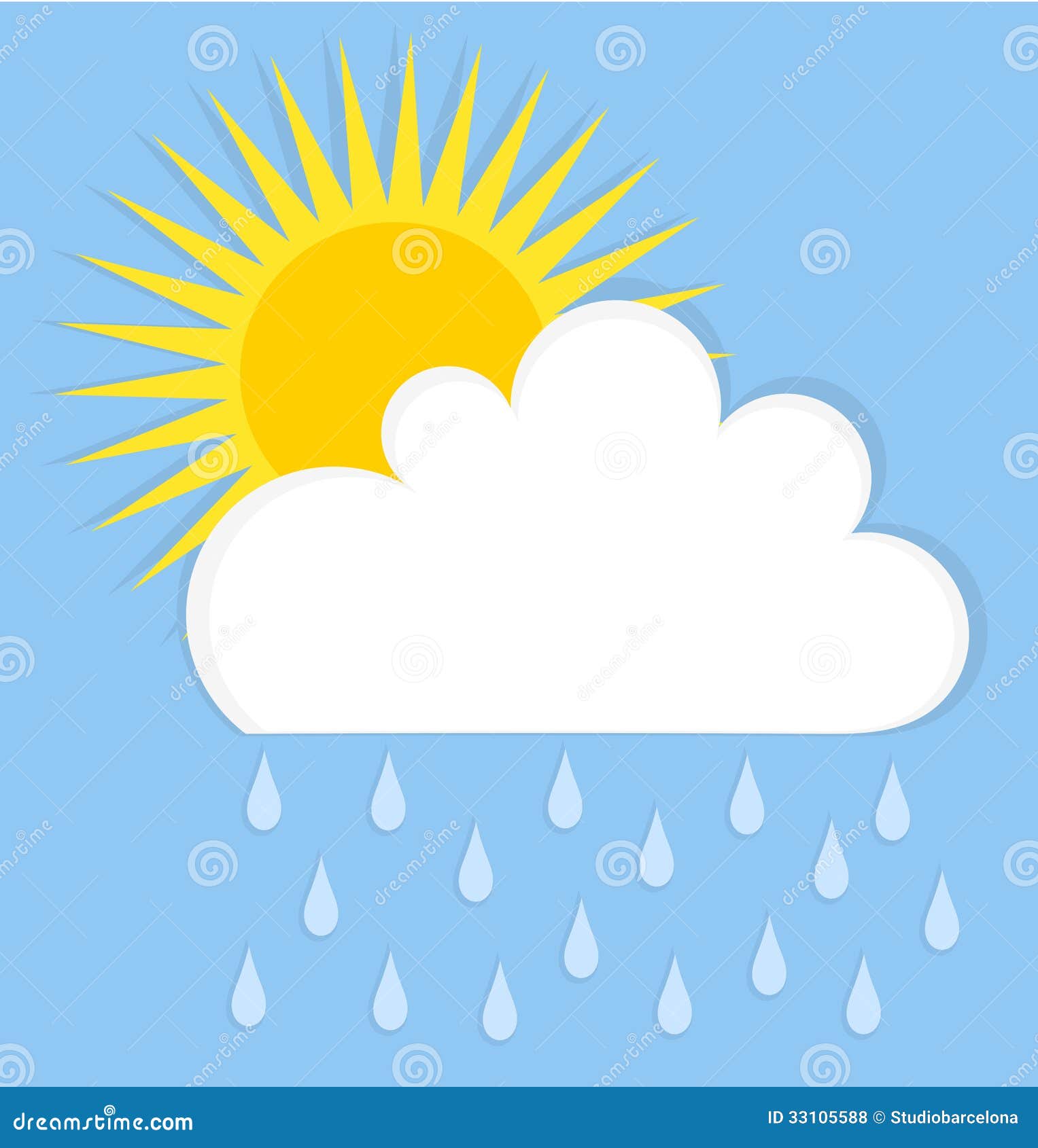 Nuvem e sol de chuva ilustração do vetor. Ilustração de wallpaper ...