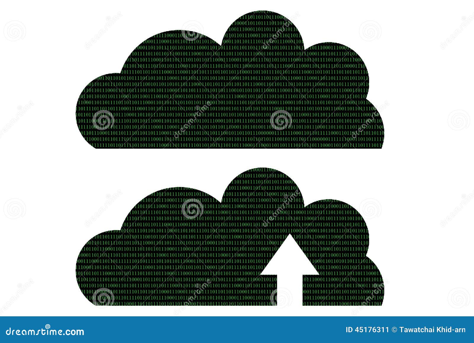 Nuvem Feita Com Conceito Verde Do Código Binário Ilustração Stock ...