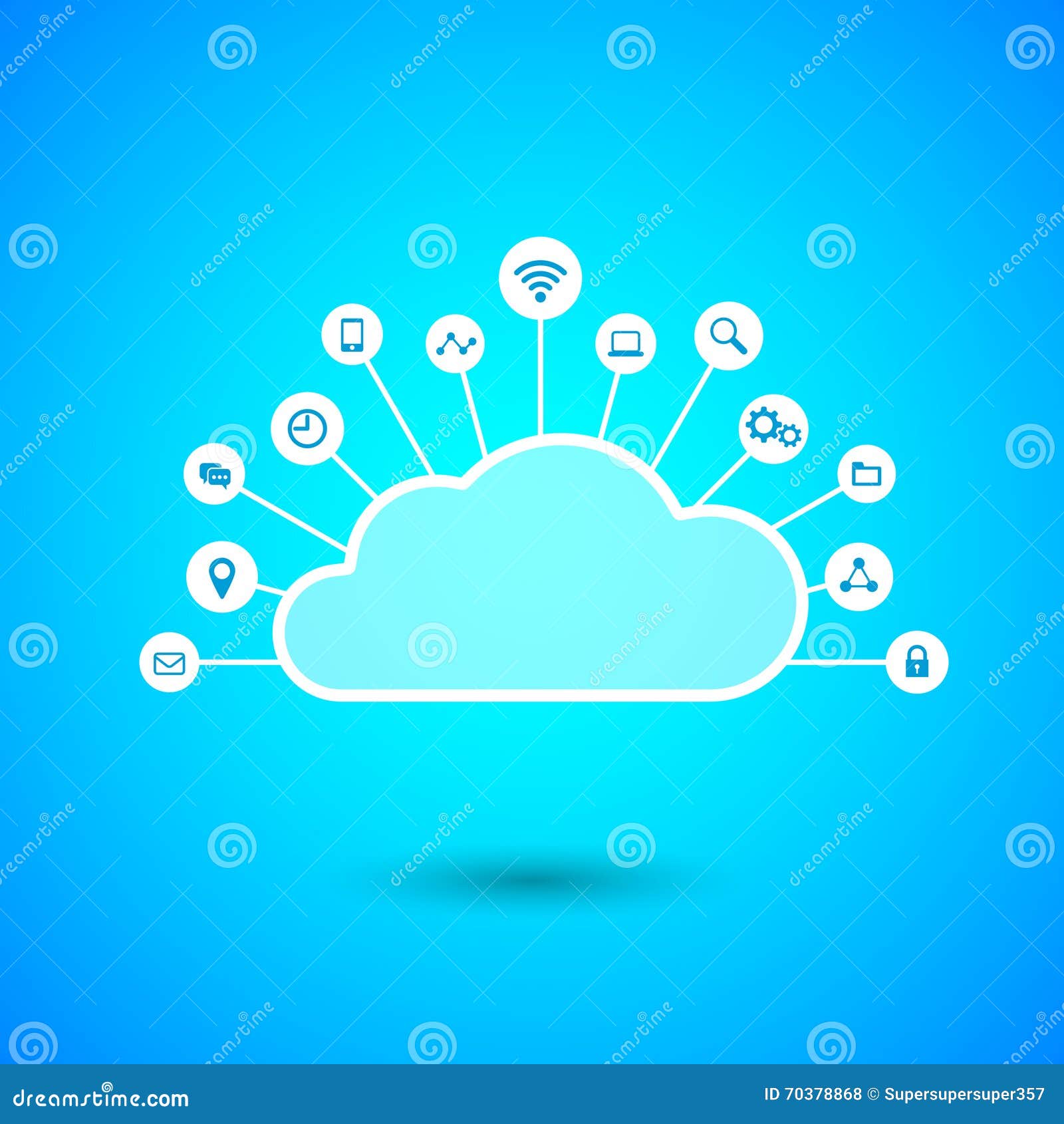 Nuvem Que Computa Com ícones Do Internet Ilustração do Vetor ...