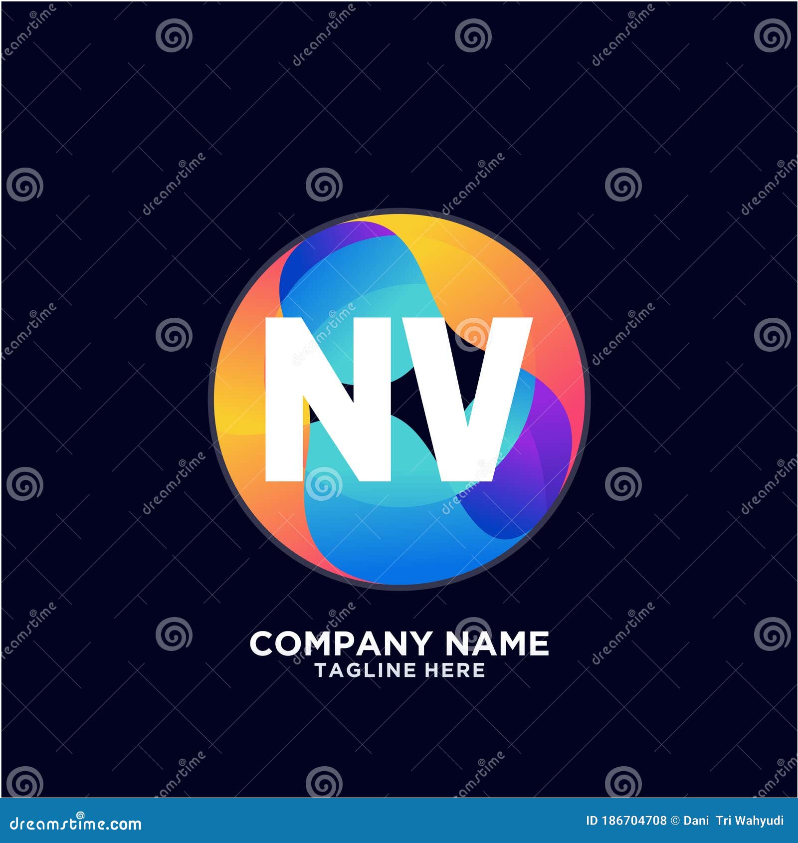 NV Initial Logo with Colorful Circle Template Vector Stock Vector ...
