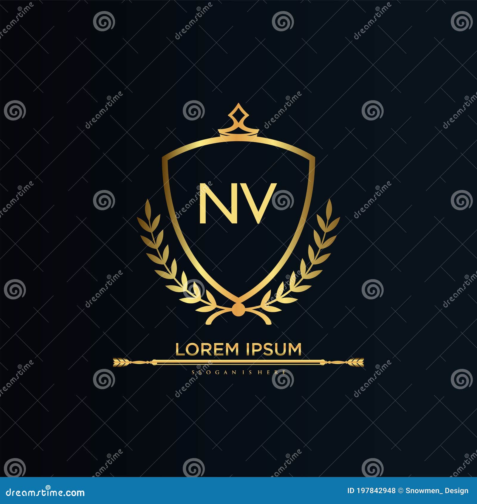 NV Letter Initial with Royal Template.elegant with Crown Logo Vector ...