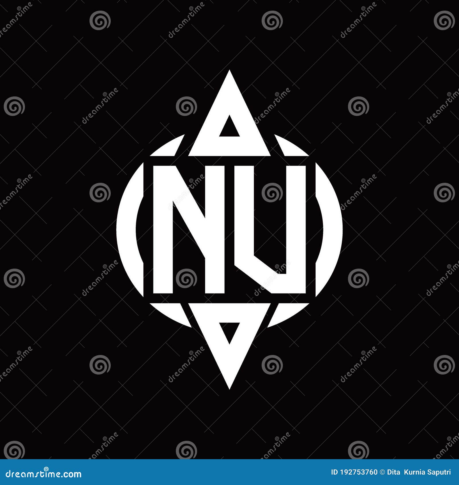NV Logo with Circle Rounded Combine Triangle Top and Bottom Side Design ...