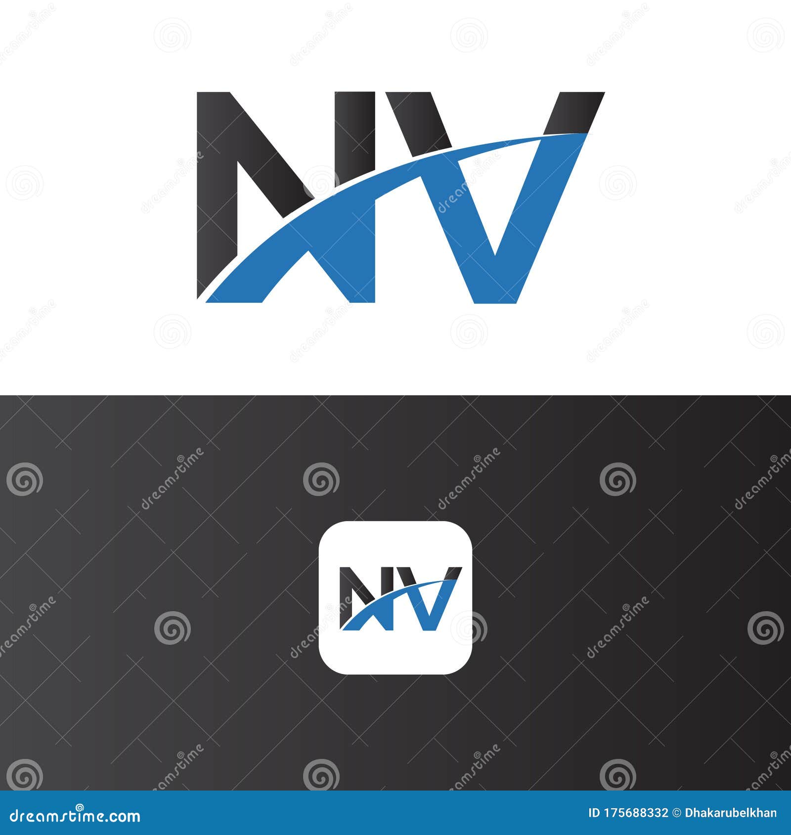 NV Logo Letter Design Template Element Stock Vector - Illustration of ...