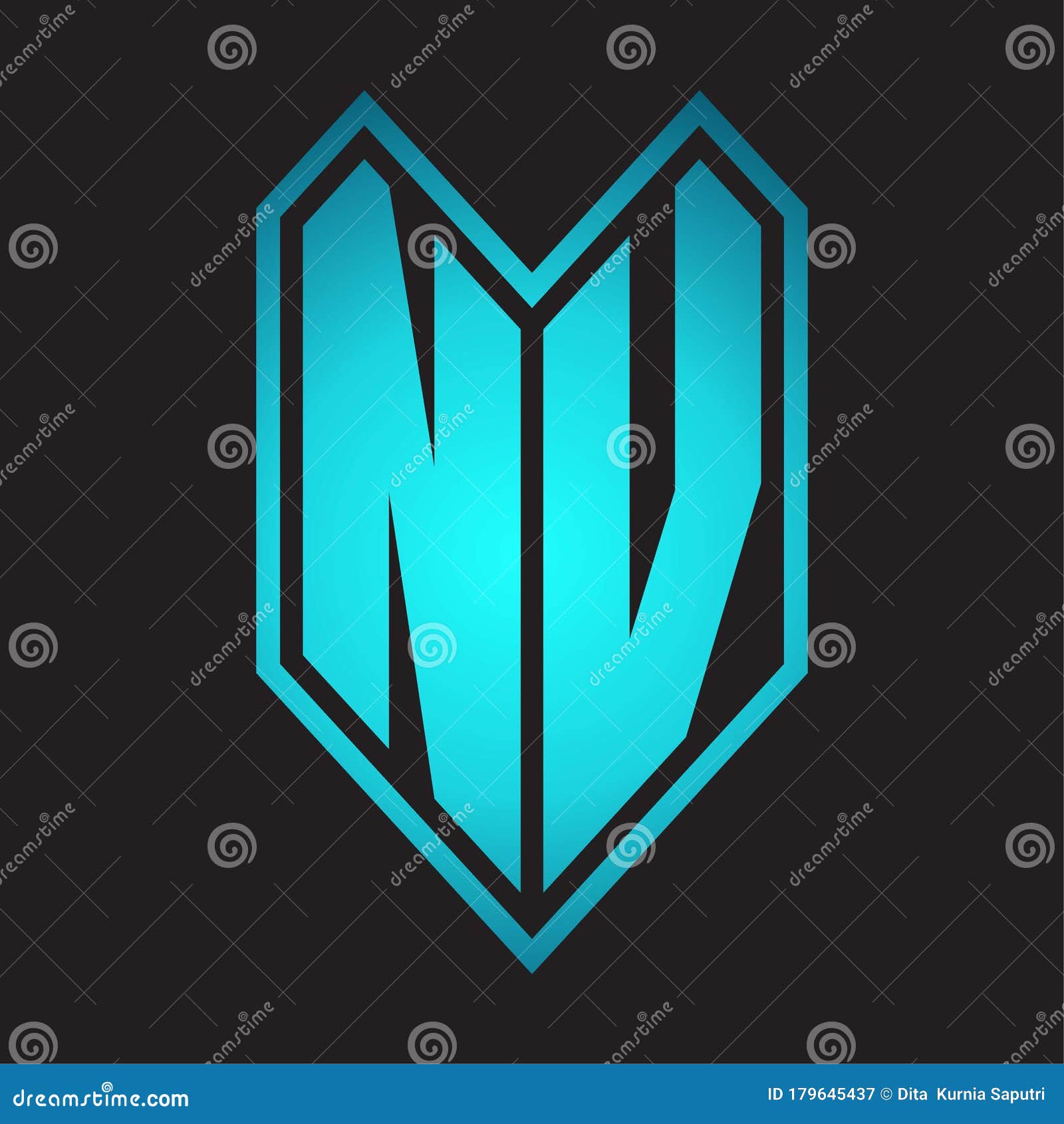 NV Logo Monogram with Emblem Line Style Isolated on Blue Gradient ...