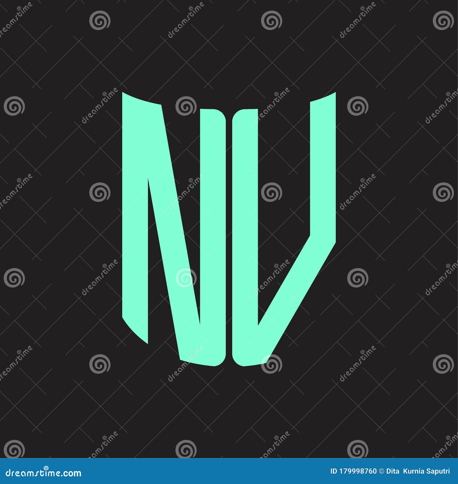 NV Logo Monogram with Ribbon Style Design Template Stock Vector ...