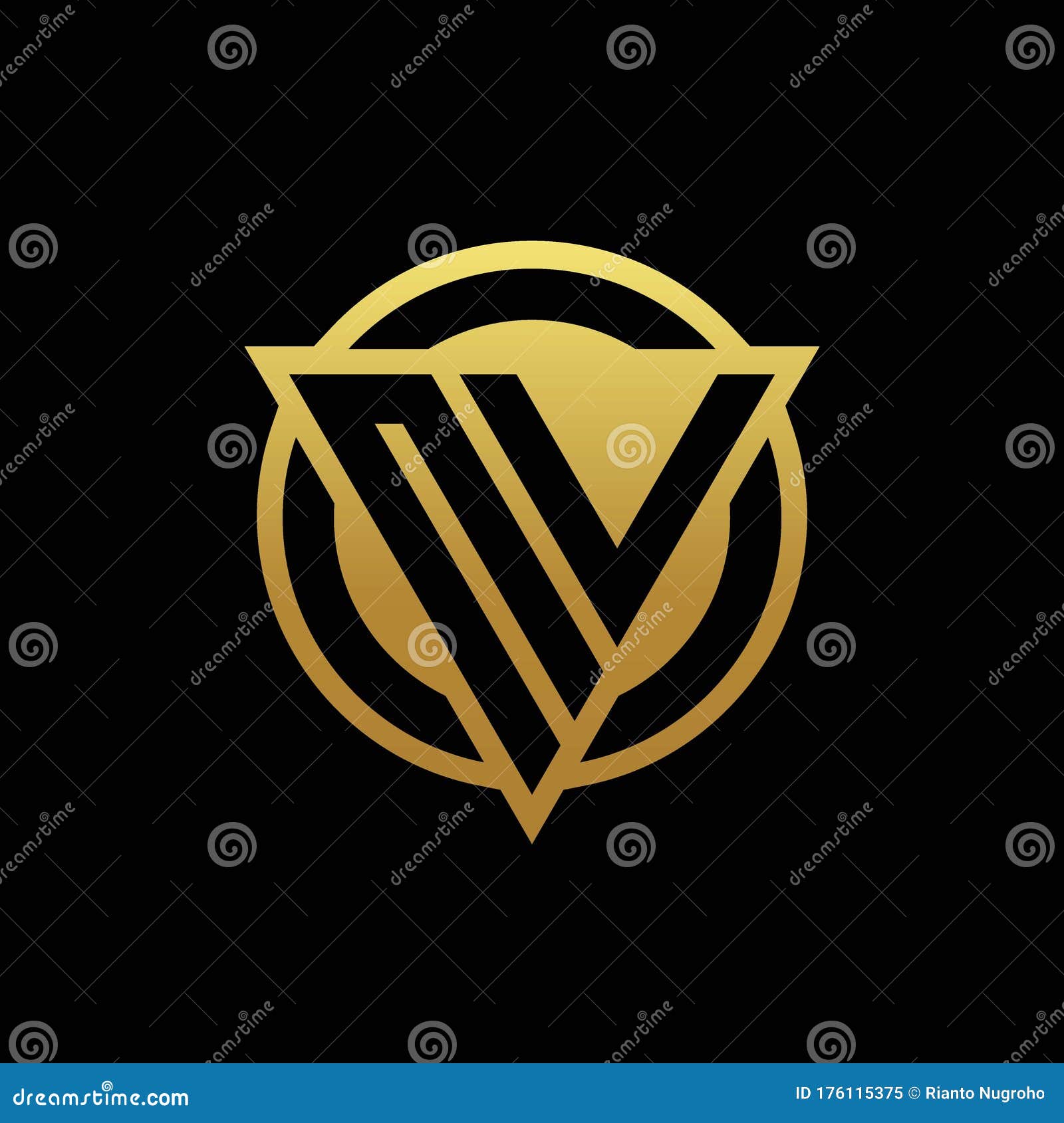 NV Logo Monogram with Triangle Shape and Circle Rounded Isolated on ...