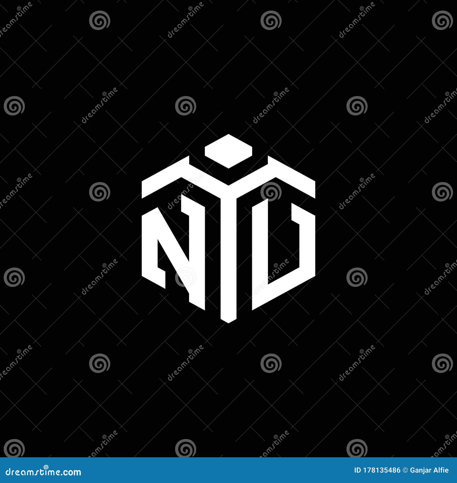 NV Monogram Logo with Abstract Hexagon Style Design Template Stock ...