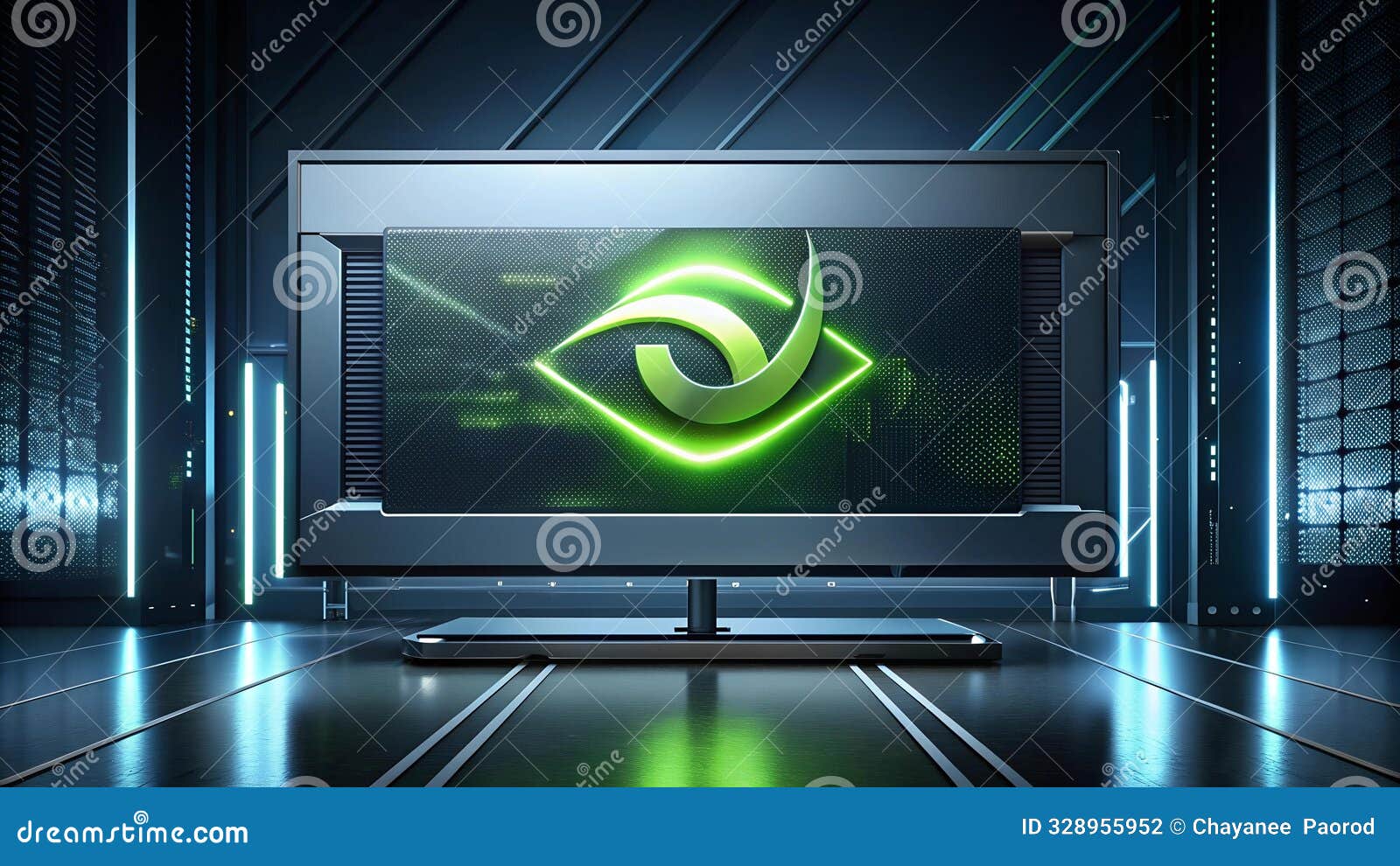 Nvidia Logo on a Futuristic Entertainment System Display AI Generated ...