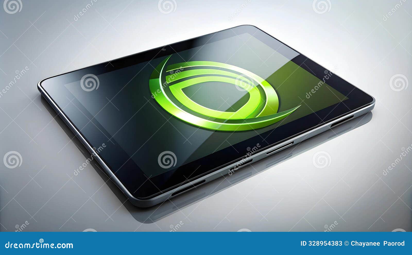 Nvidia Logo On A Futuristic Tablet With A Curved Display Generative AI ...