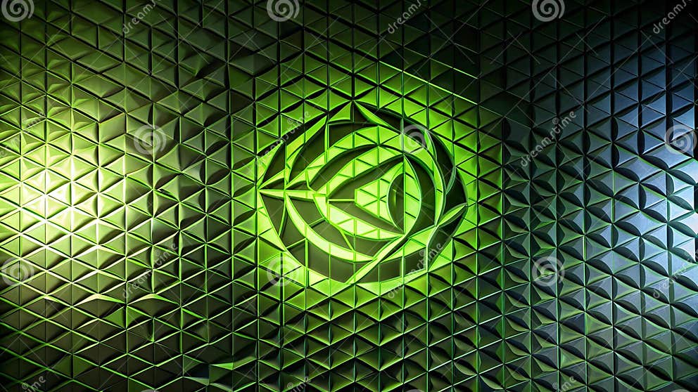 Nvidia Logo Projected Onto a Wall with a Geometric Pattern Generative ...