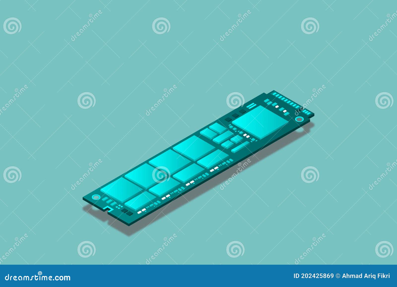 NVME Express M.2 Memory Realistic 3d Isometric Illustration, Random ...
