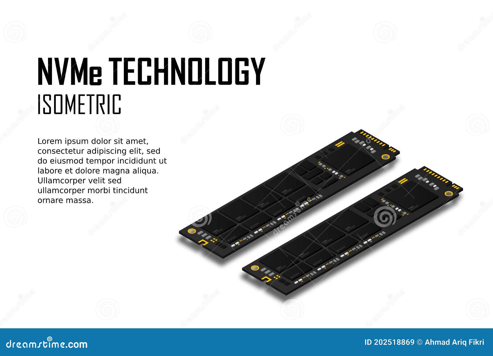 NVME Express M.2 Memory Realistic 3d Isometric Illustration, Random ...