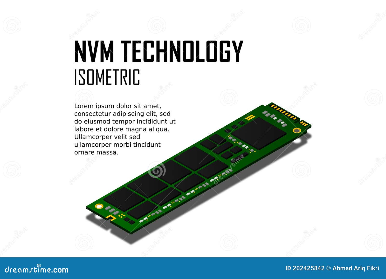 NVME Express M.2 Memory Realistic 3d Isometric Illustration, Random ...
