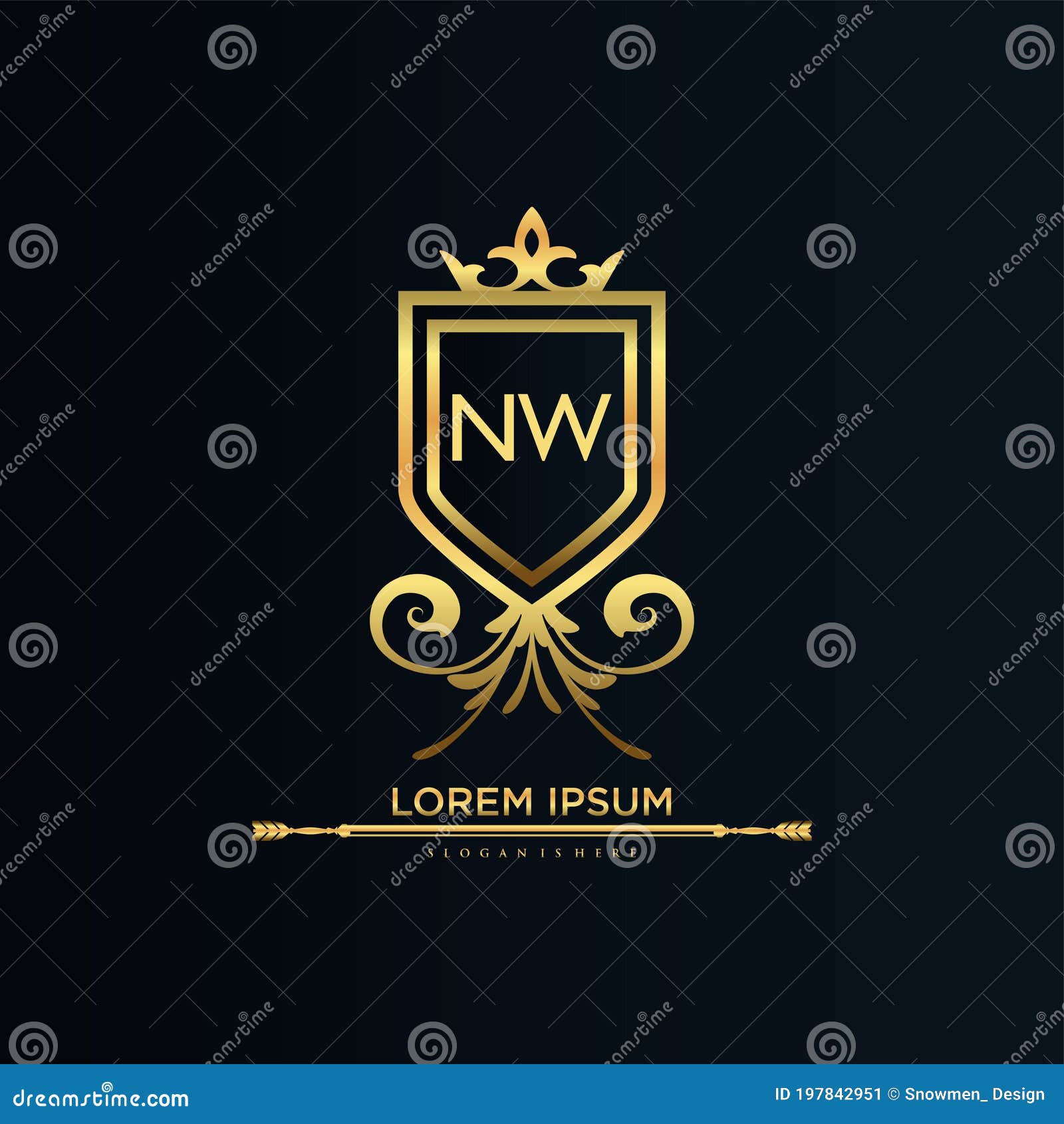 NW Letter Initial with Royal Template.elegant with Crown Logo Vector ...