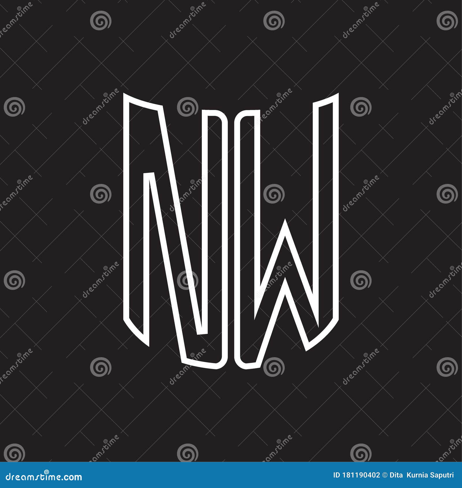 NW Logo Monogram with Ribbon Style Outline Design Template Stock Vector ...