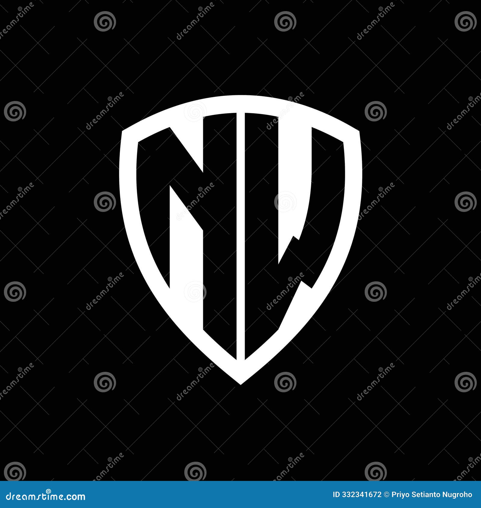 NW Monogram Logo with Bold Letters Shield Shape with Black and White ...