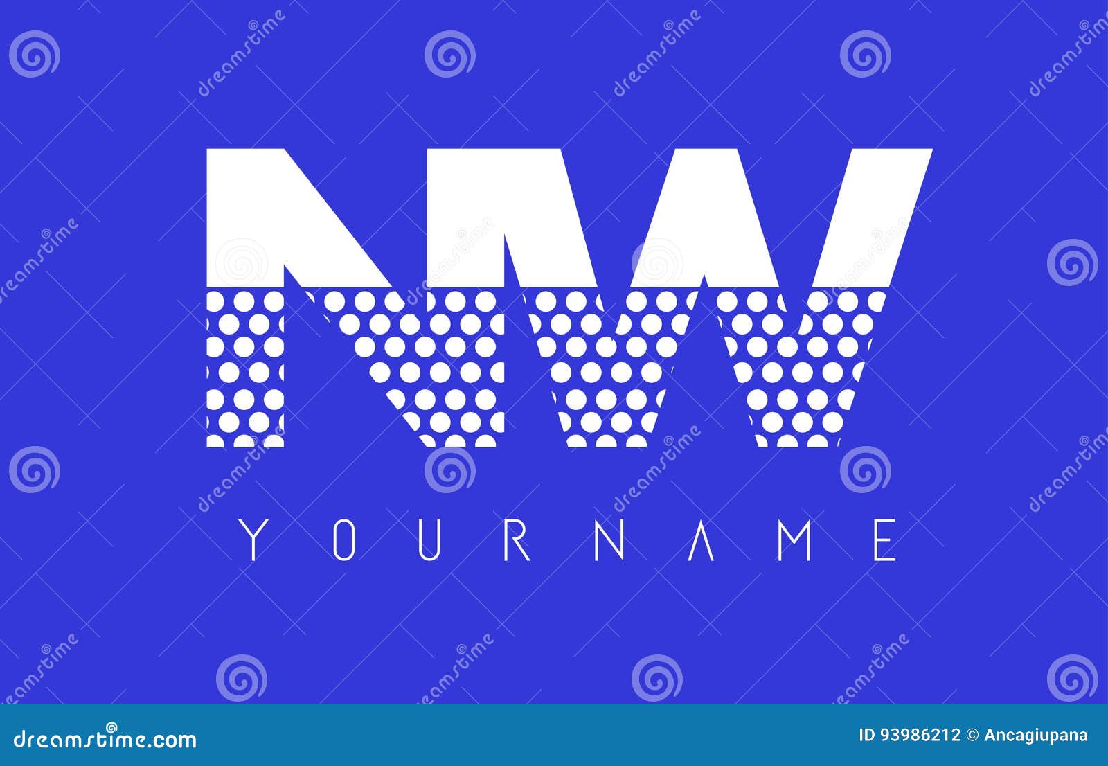 NW N W Dotted Letter Logo Design with Blue Background. Stock Vector ...