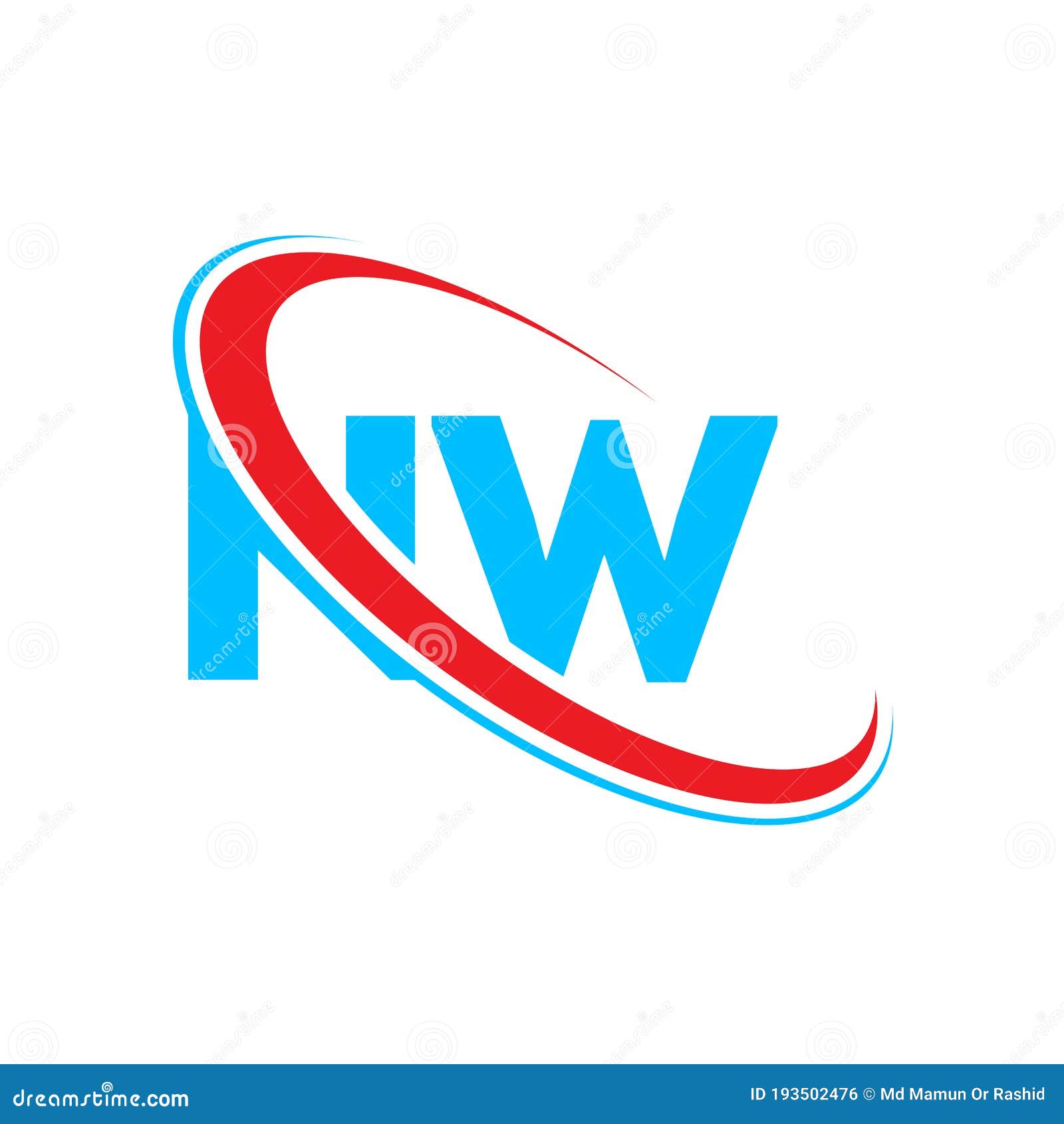 NW N W Letter Logo Design. Initial Letter NW Linked Circle Upercase ...