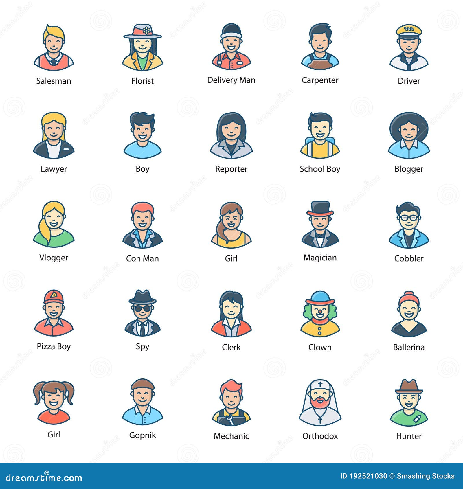 Collection of Professional and Working Avatars in Flat Style Stock ...